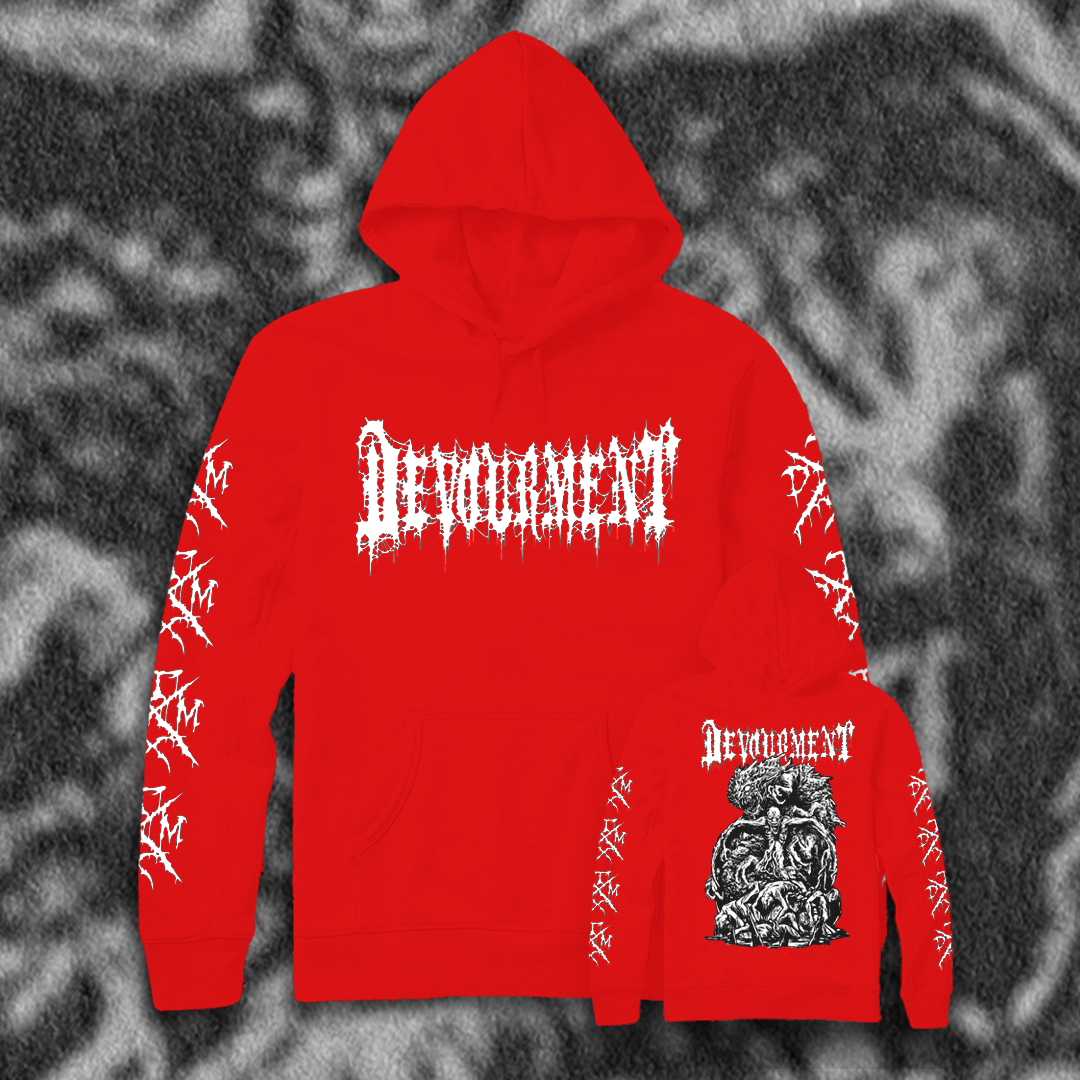 DEVOURMENT "TEXAS DEATH METAL" RED PULLOVER HOOD – Holy Mountain Printing