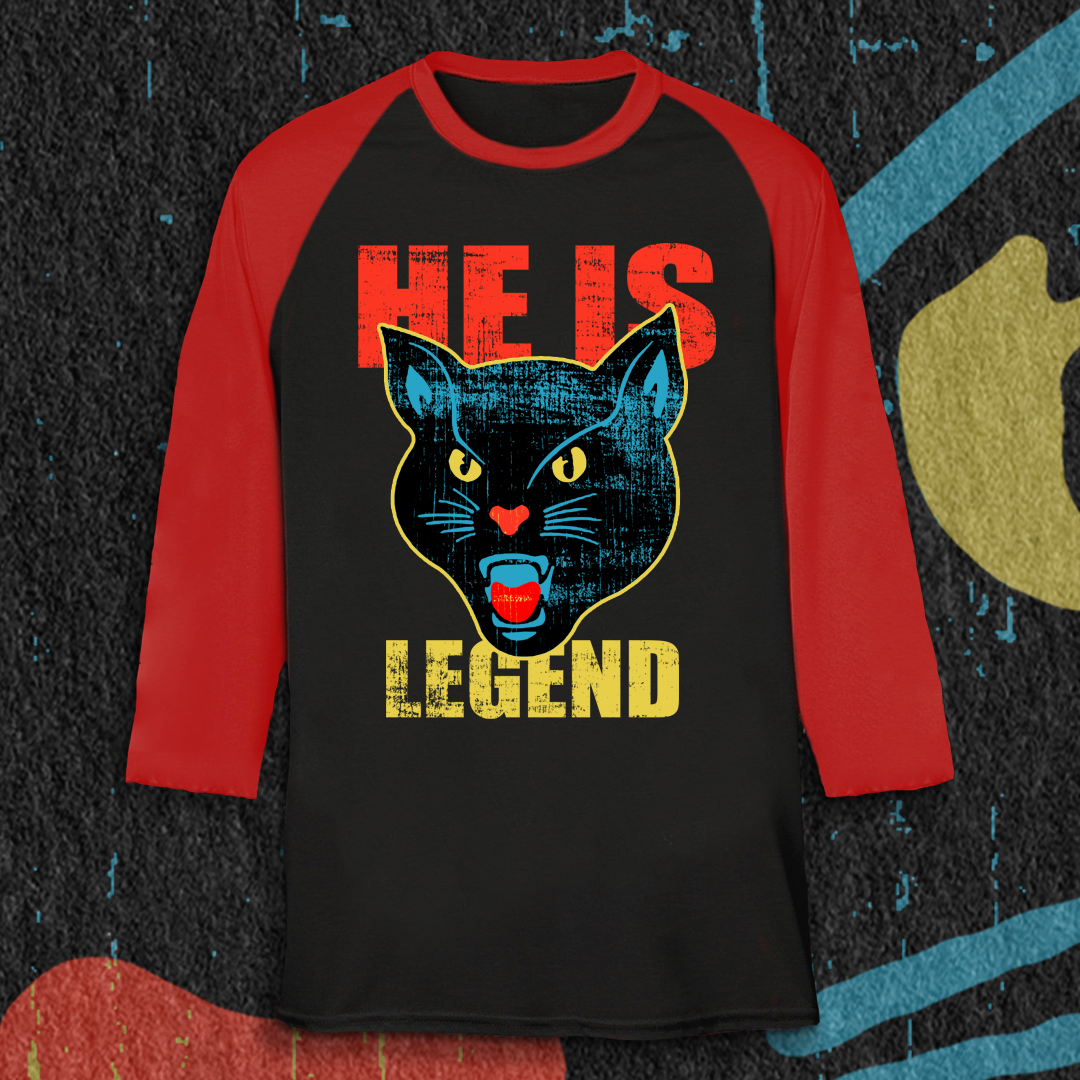 HE IS LEGEND "BLACK CAT" RAGLAN SHIRT – Holy Mountain Printing