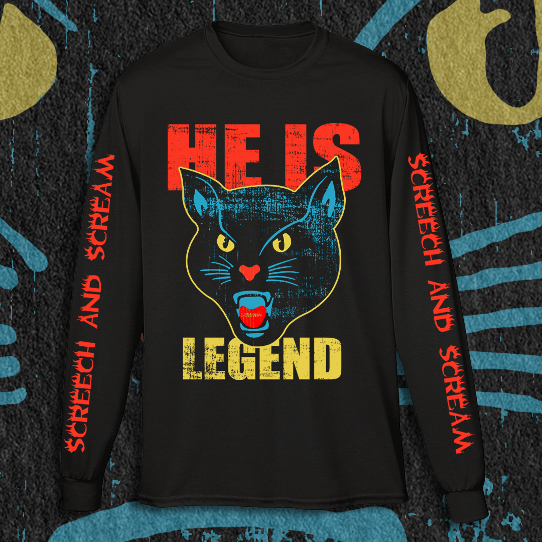 HE IS LEGEND "BLACK CAT" LONG SLEEVE SHIRT – Holy Mountain Printing